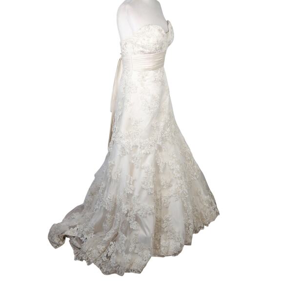 Oleg Cassini | Dresses | Oleg Cassini Cream Lace Beaded Strapless ...